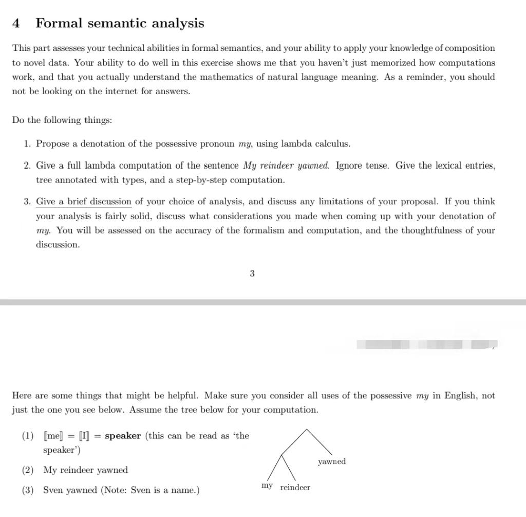 4 Formal semantic analysis This part assesses your | Chegg.com