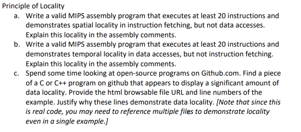 Solved Principle of Locality a. Write a valid MIPS assembly | Chegg.com