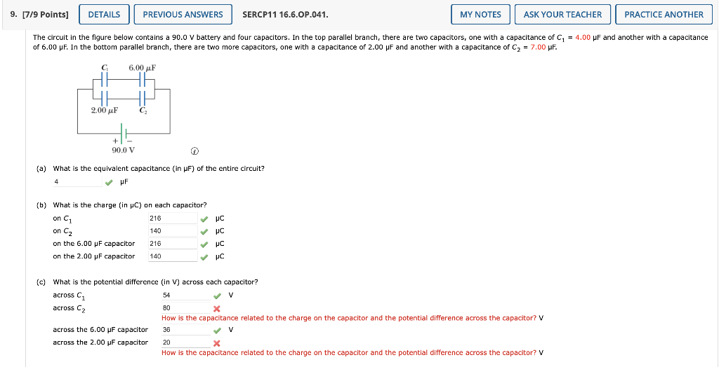 of 6.00μF. In the bottom parallel branch, there are | Chegg.com