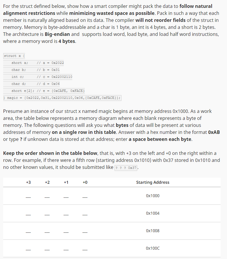 Solved For the struct defined below, show how a smart | Chegg.com