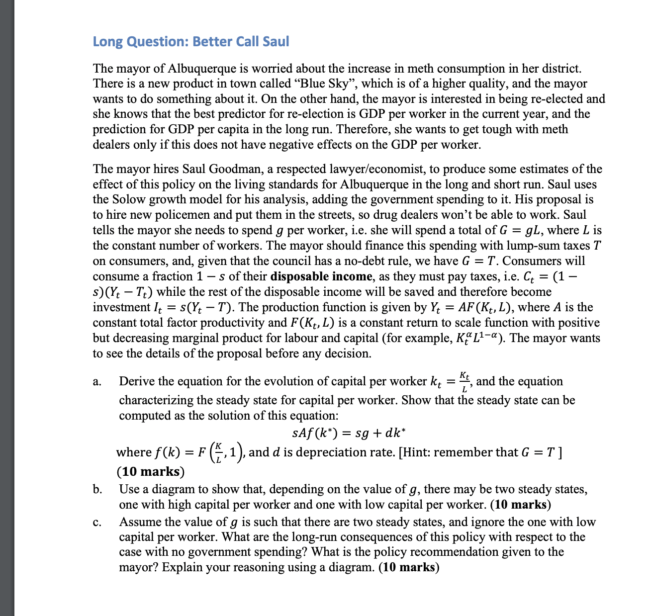 Solved Long Question: Better Call SaulThe mayor of | Chegg.com