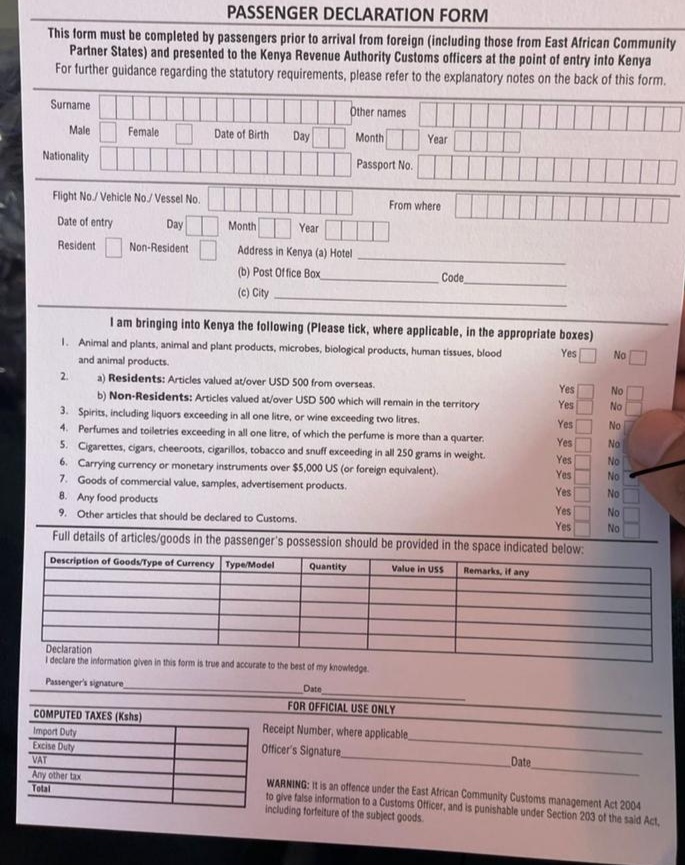 This form must be completed by passengers prior to | Chegg.com