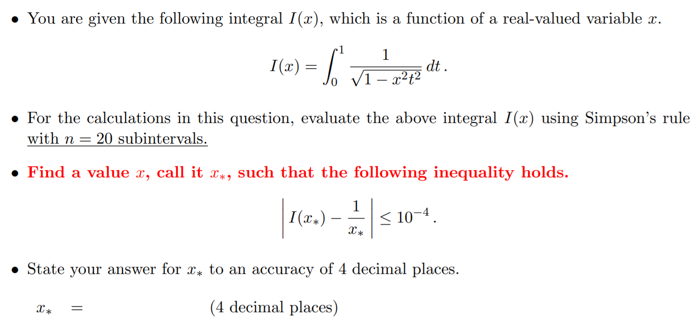 You are given the following integral I(x), which is | Chegg.com