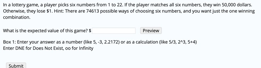 Solved In a lottery game, a player picks six numbers from 1 | Chegg.com