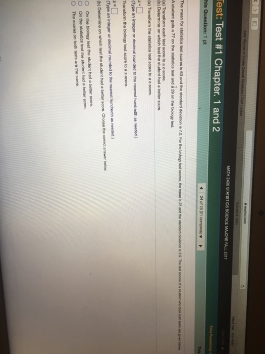 Solved |띠 est Test #1 Chapter. 1 and 2 MATH 2400 STATISTICS | Chegg.com