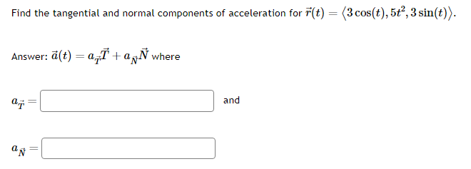 Solved Find the tangential and normal components of | Chegg.com