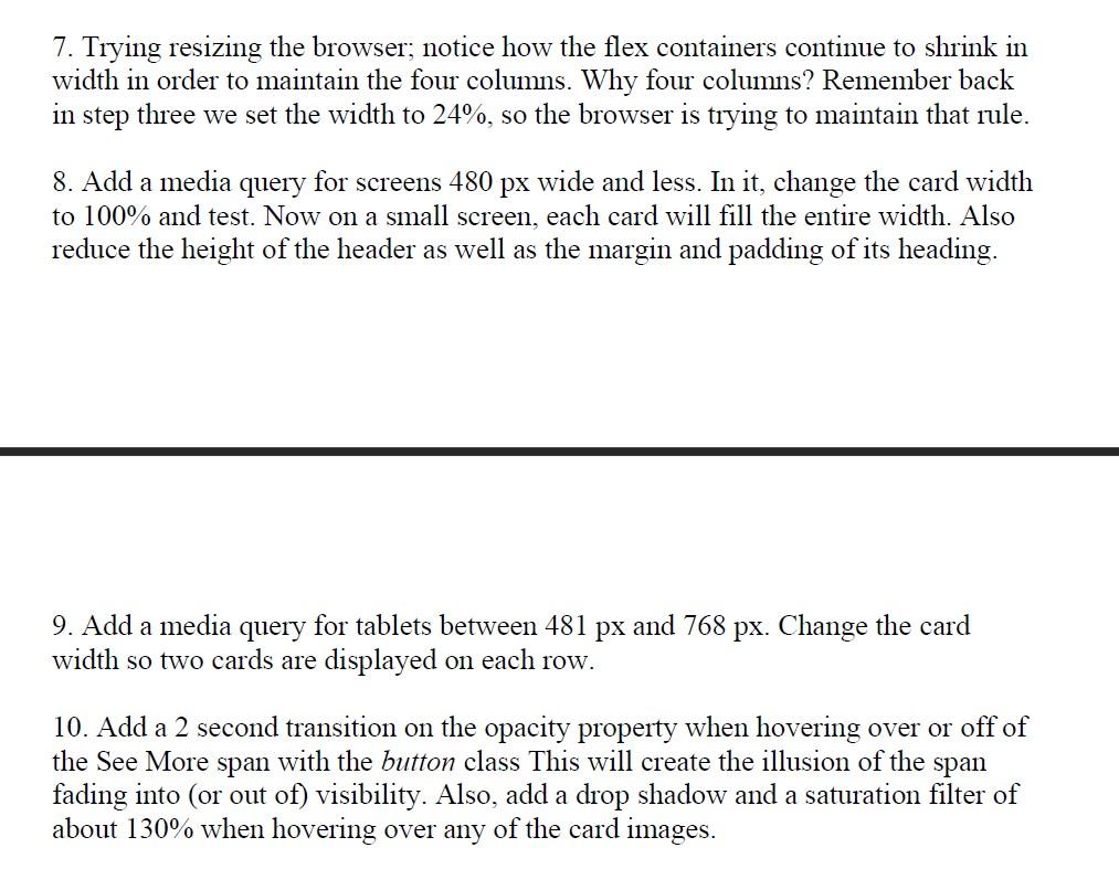 Use the flexbox layout mode and media queries to | Chegg.com