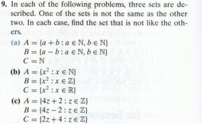 Solved 9. In each of the following problems, three sets are | Chegg.com