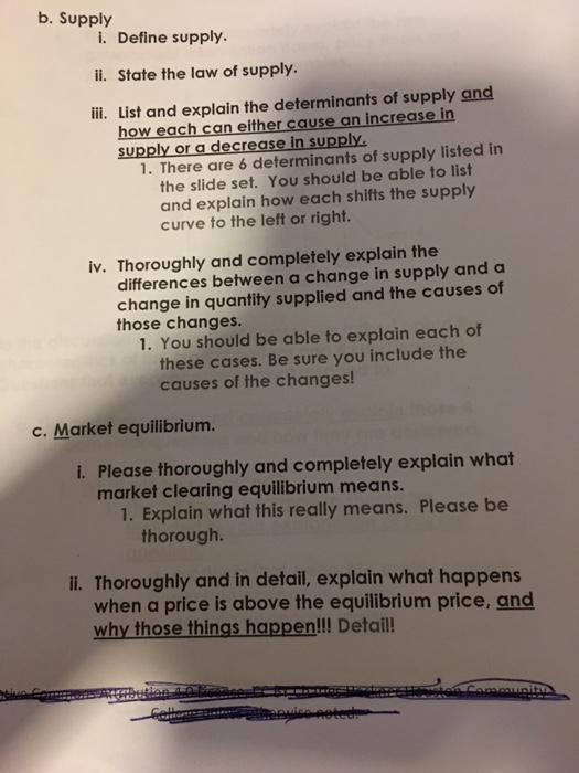 Solved b. Supply i. Define supply. li. State the law of | Chegg.com