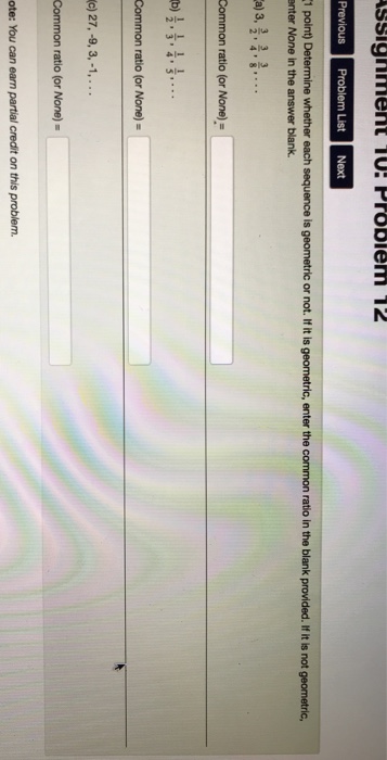 Solved Ssignment To. Problem 12 Previous Problem ListNext 1 | Chegg.com