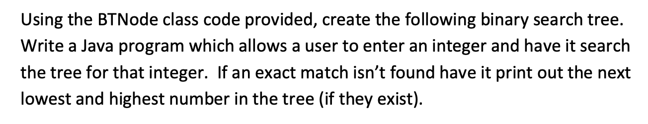 Solved Using the BTNode class code provided, create the | Chegg.com