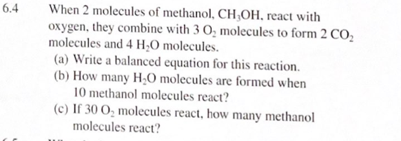 Solved When 2 molecules of methanol, CH3OH, react with | Chegg.com