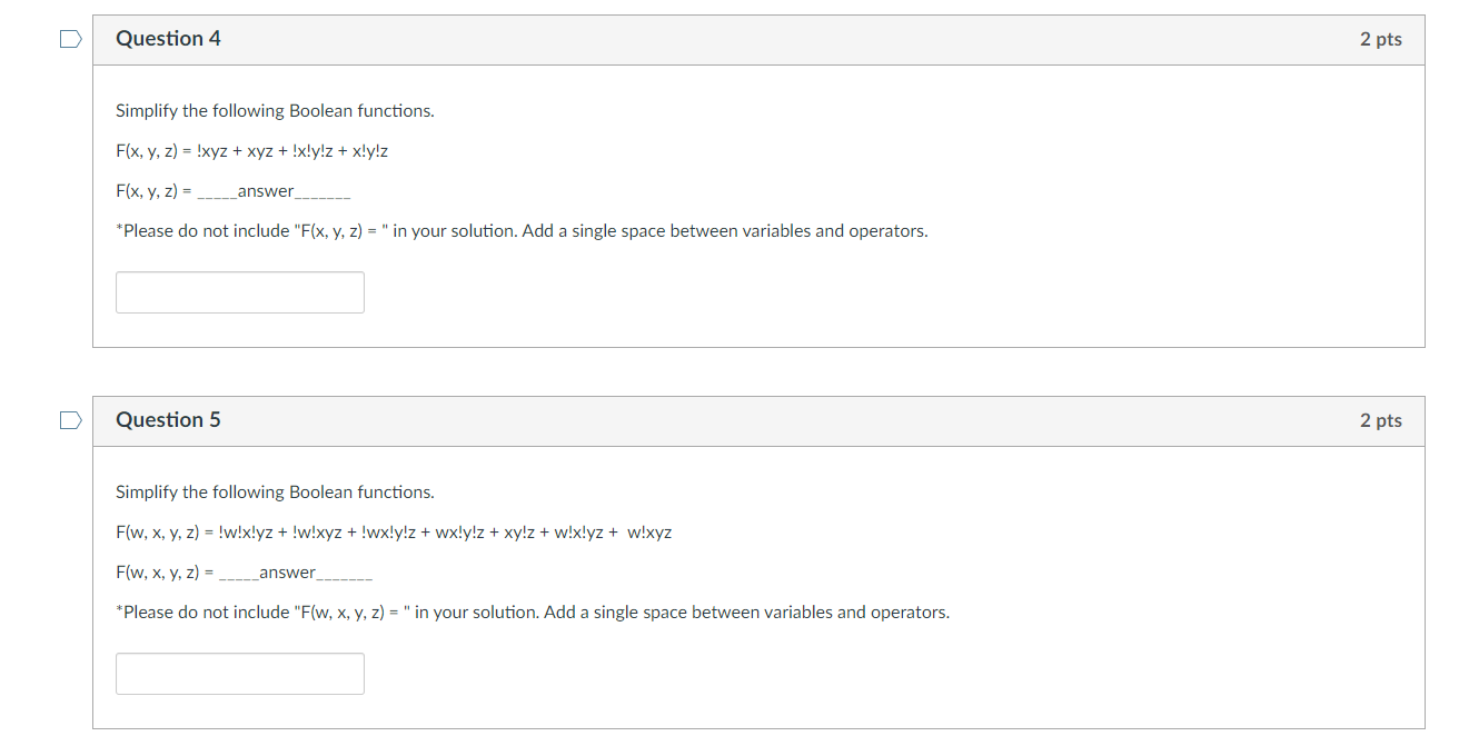 Solved Simplify the following Boolean functions. | Chegg.com