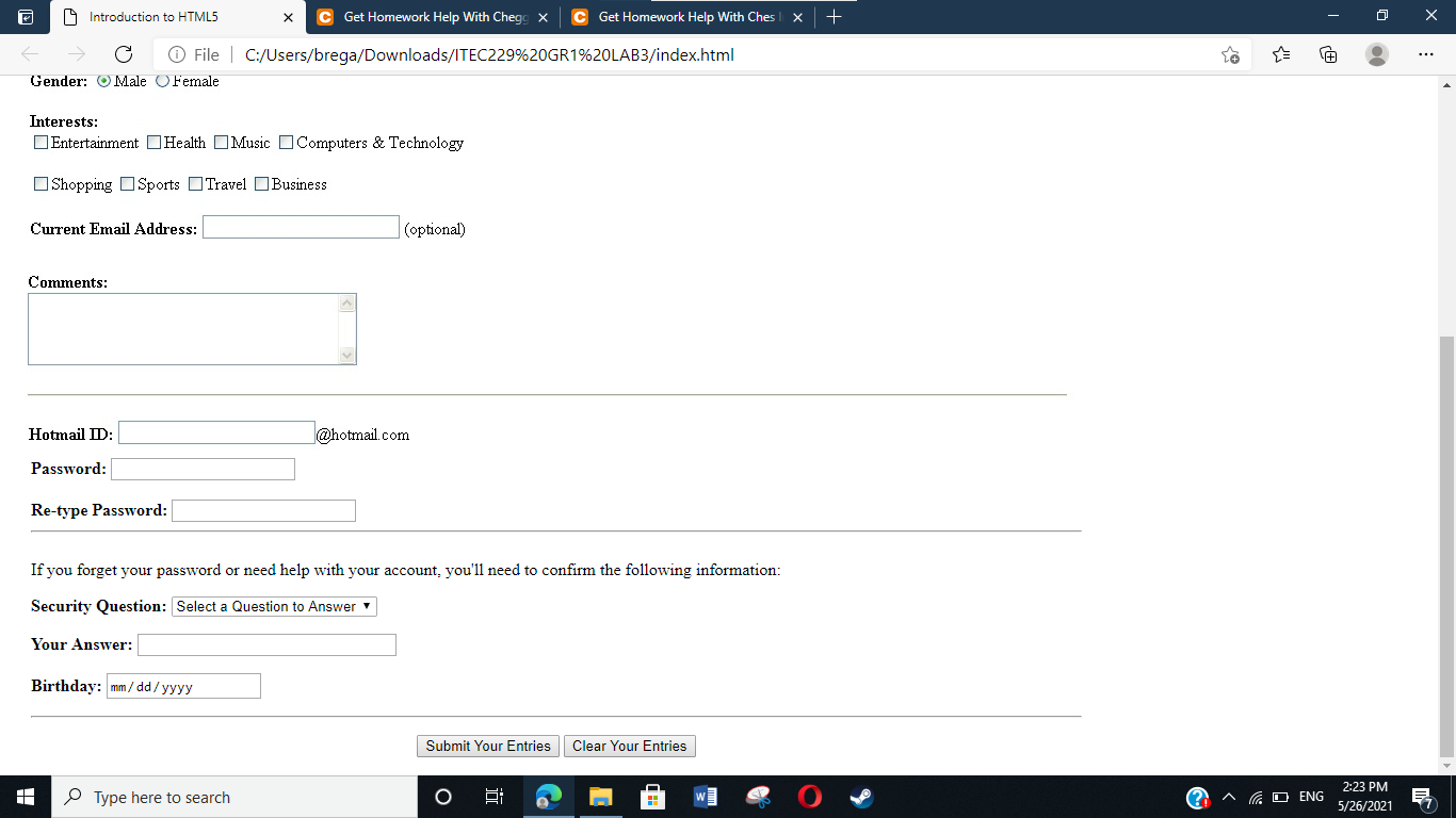 Solved U Introduction to HTML5 х C Get Homework Help With | Chegg.com