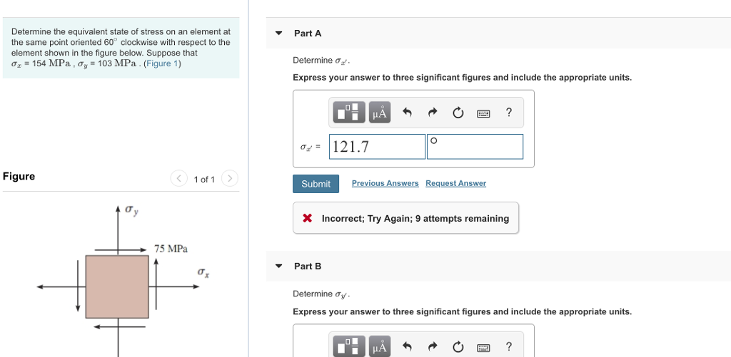 Solved Determine the equivalent state of stress on an | Chegg.com