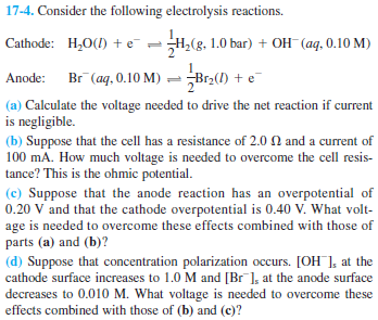 Solved 17-4. ﻿Consider the following electrolysis | Chegg.com
