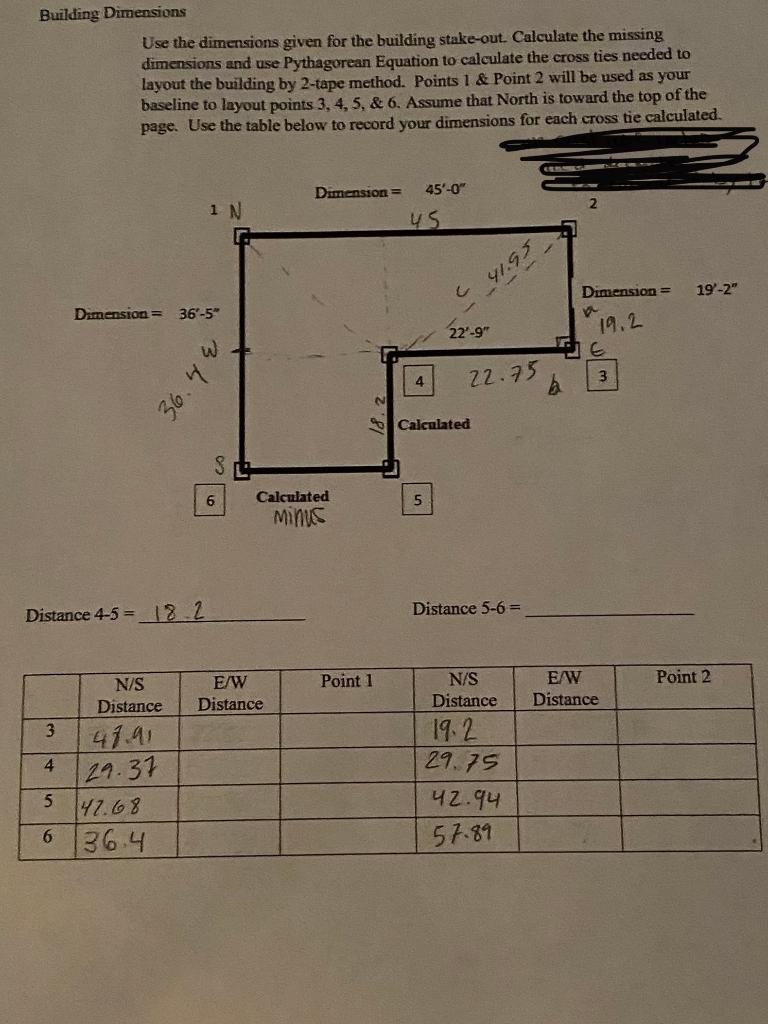 Solved Use the dimensions given for the building stake-out. | Chegg.com
