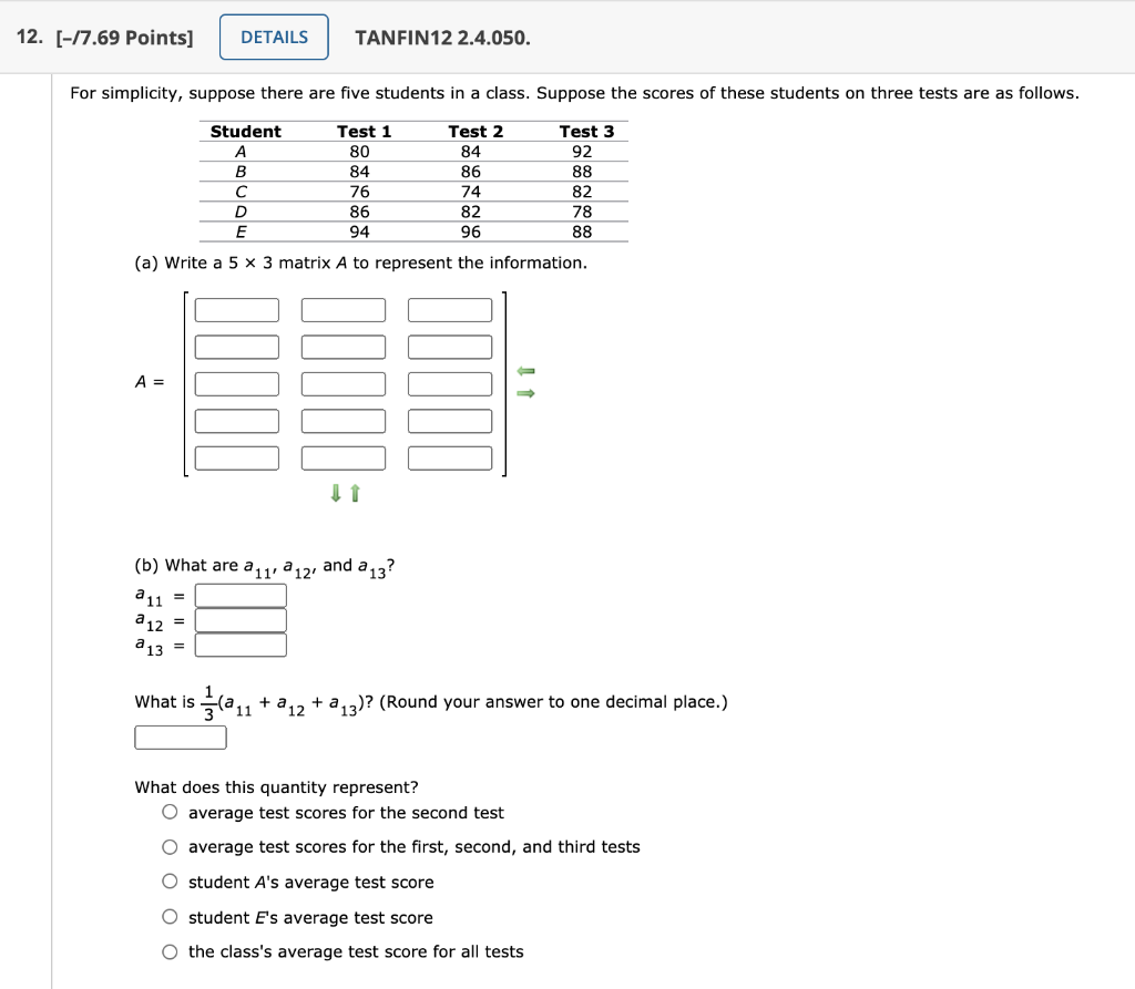 Solved 12. [-17.69 Points] DETAILS TANFIN12 2.4.050. For | Chegg.com