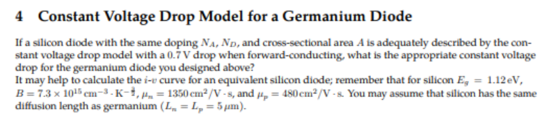 Solved 4 Constant Voltage Drop Model for a Germanium Diode | Chegg.com