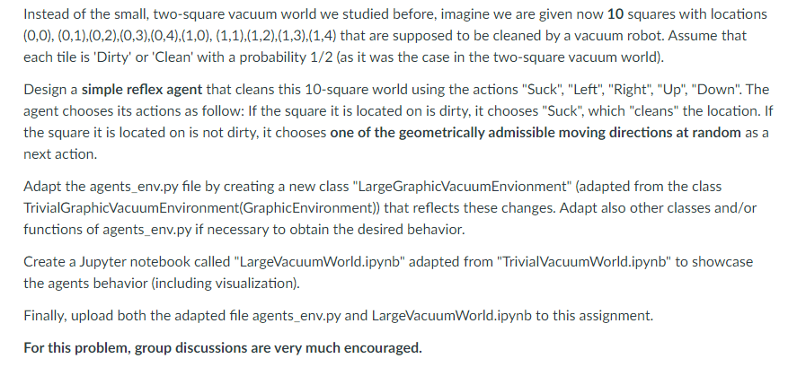 Instead of the small, two-square vacuum world we | Chegg.com