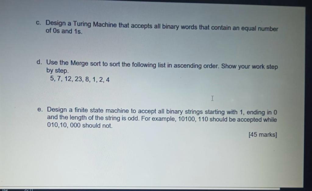 Solved C Design A Turing Machine That Accepts All Binary 3234