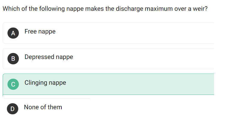 Solved Which of the following nappe makes the discharge | Chegg.com
