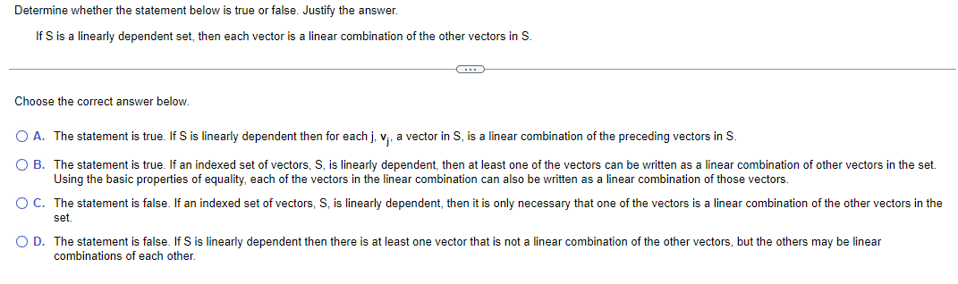 Solved Determine whether the statement below is true or | Chegg.com