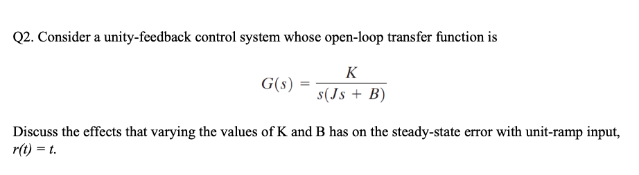 Solved Q2. Consider a unity-feedback control system whose | Chegg.com