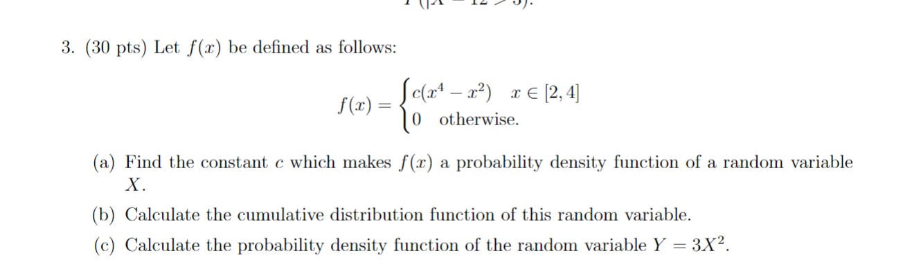 Solved 3. (30 pts) Let f(x) be defined as follows: | Chegg.com