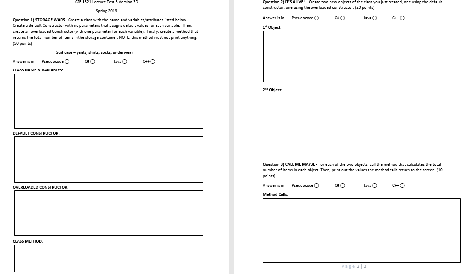 Solved Question 2) IT'S ALIVE! - Create two new objects of | Chegg.com