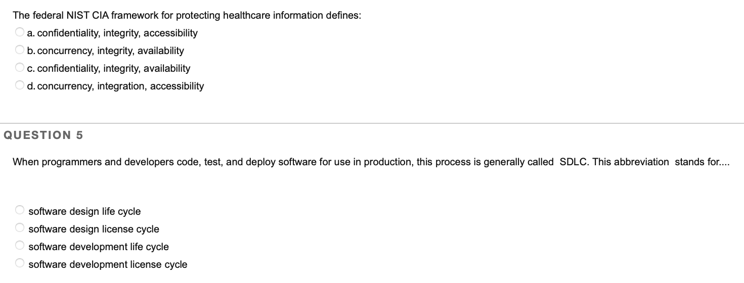 Solved The federal NIST CIA framework for protecting | Chegg.com