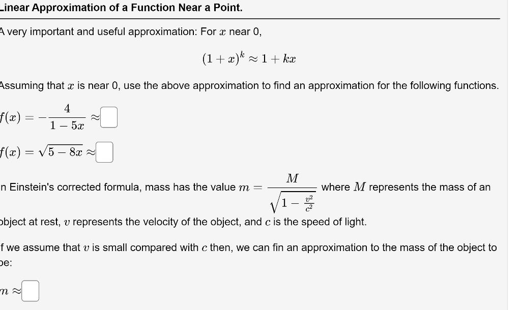 Solved Linear Approximation of a Function Near a Point. A | Chegg.com