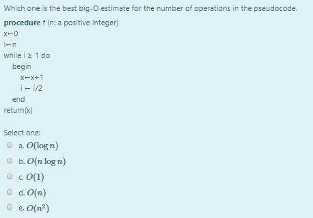 Solved Which one is the best big-O estimate for the number | Chegg.com