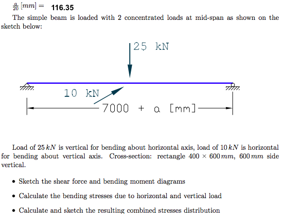Solved * [ mm] = The simple beam is loaded with 2 | Chegg.com