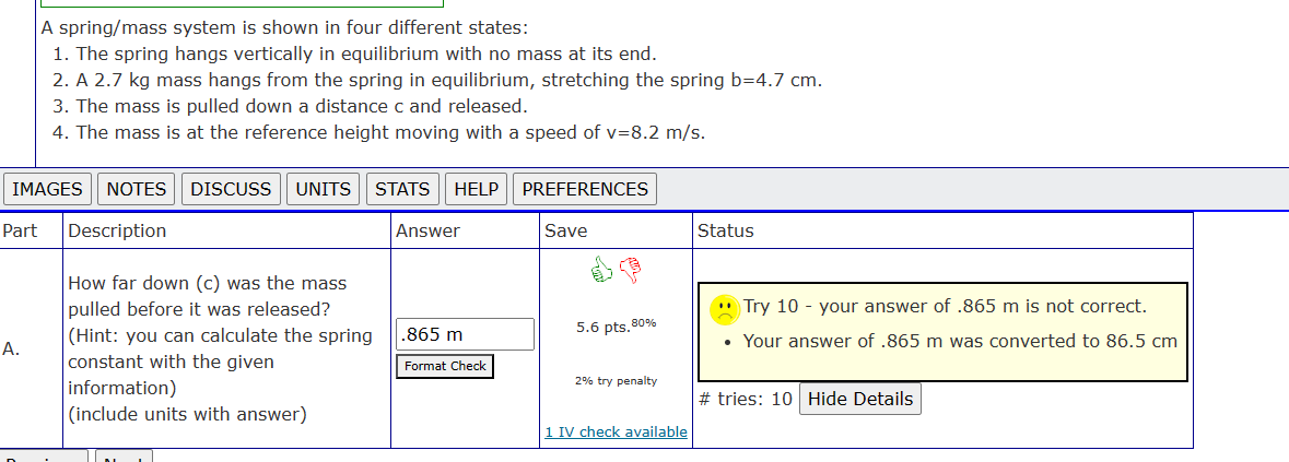 Solved A spring/mass system is shown in four different | Chegg.com