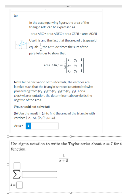 Solved (a) A In the accompanying figure, the area of the | Chegg.com