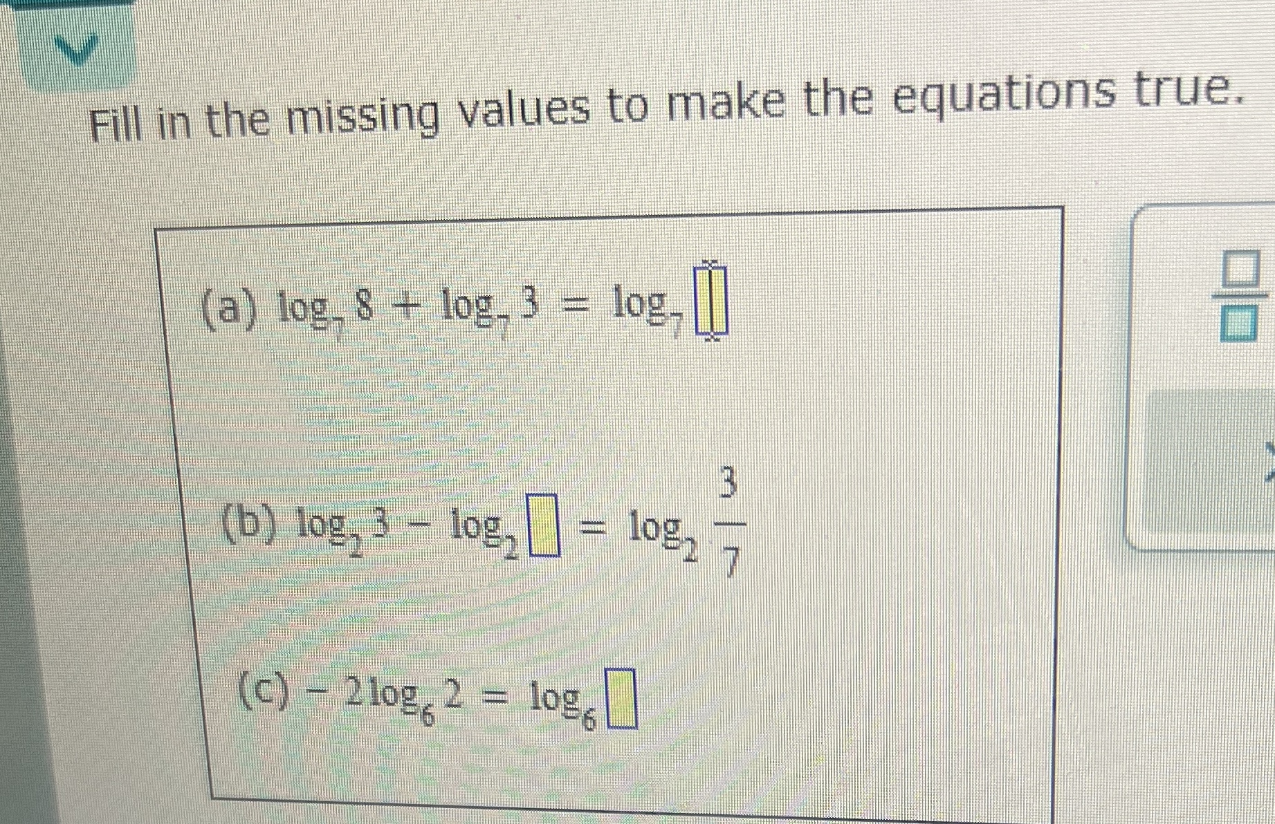 Solved Fill in the missing values to make the equations | Chegg.com