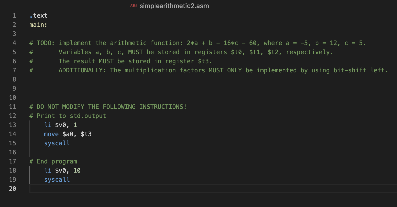 Solved Download the skeleton program simplearithmetic2. asm | Chegg.com