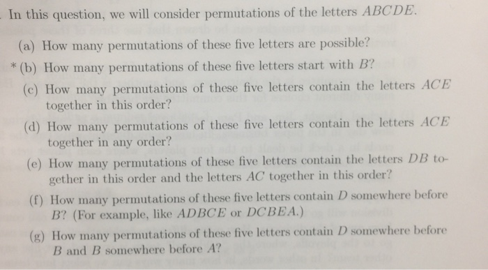 Solved In this question, we will consider permutations of | Chegg.com