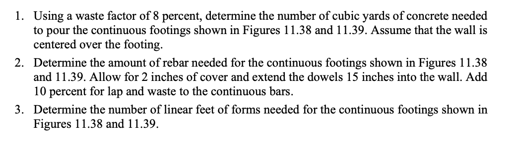 Solved 1. Using a waste factor of 8 percent, determine the | Chegg.com