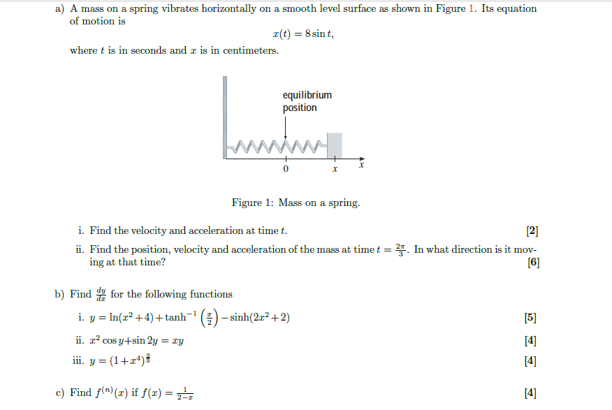 Solved a) A mass on a spring vibrates horizontally on a | Chegg.com