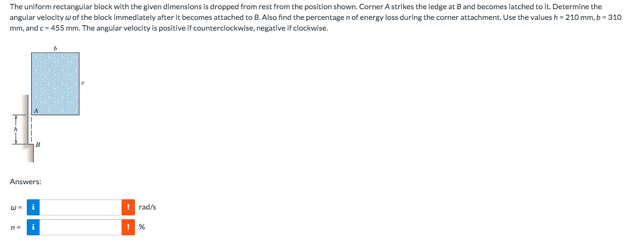 Solved The uniform rectangular block with the given | Chegg.com