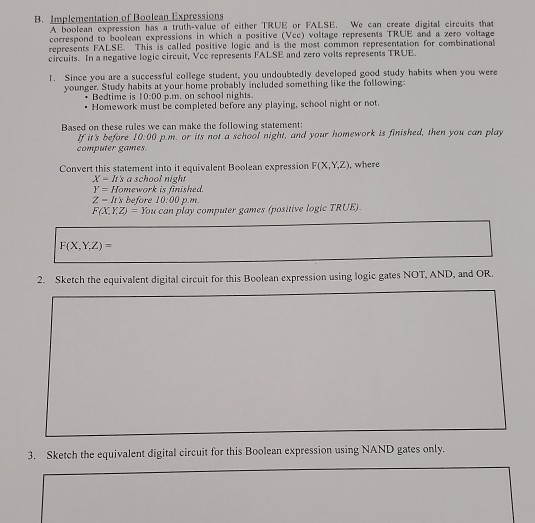 Solved B. Implementation of Boolean Expressions A boolean | Chegg.com