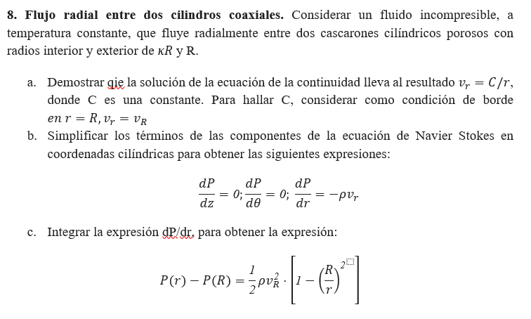 Solved Flujo radial entre dos cilindros coaxiales. | Chegg.com