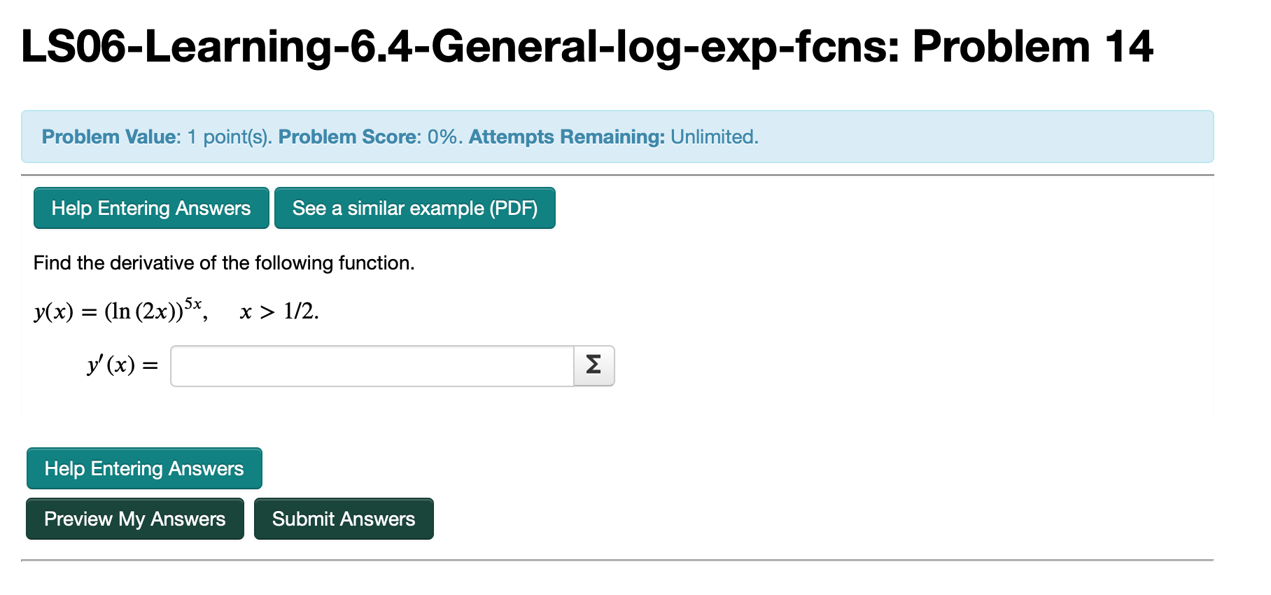 Solved LS06-Learning-6.4-General-log-exp-fcns: Problem 14 | Chegg.com