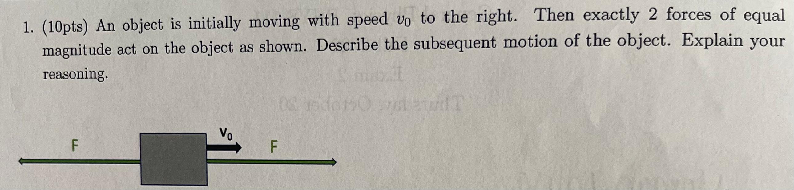 Solved An object is initially moving with speed v0 to the | Chegg.com