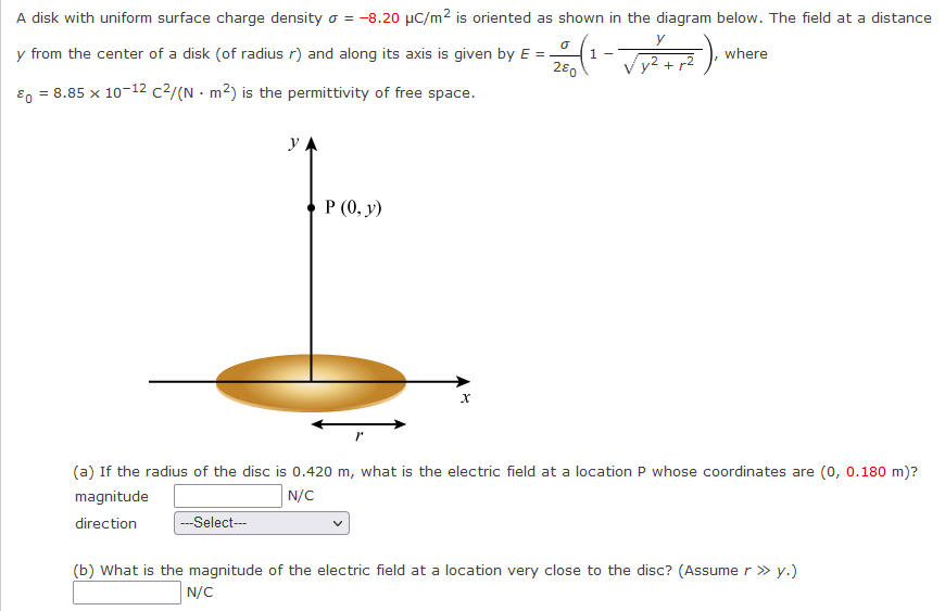 Solved A disk with uniform surface charge density | Chegg.com