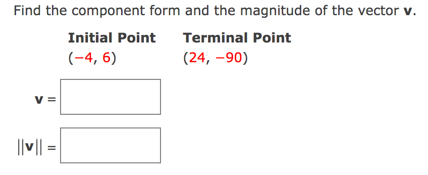 Solved Find the component form and the magnitude of the | Chegg.com