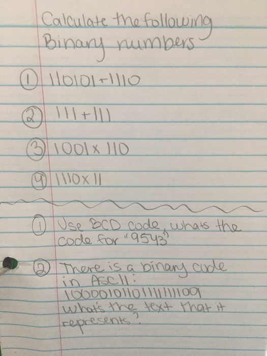 Solved Calculate the following Binary numbers 110101 + 1110 | Chegg.com