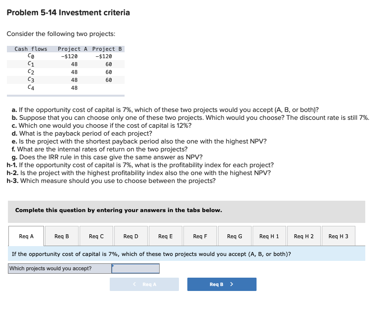 Solved Problem 5-14 Investment criteria Consider the | Chegg.com
